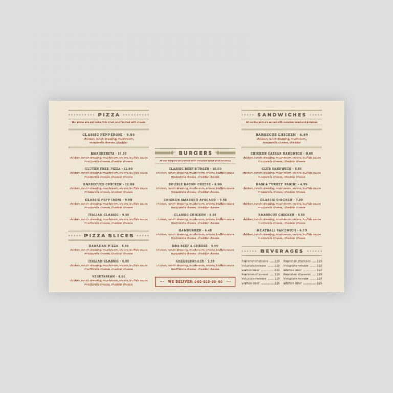 Cafe Menu (Orange / Brown) – Print Dynamics