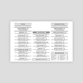 Cafe Menu (Black / White) – Print Dynamics